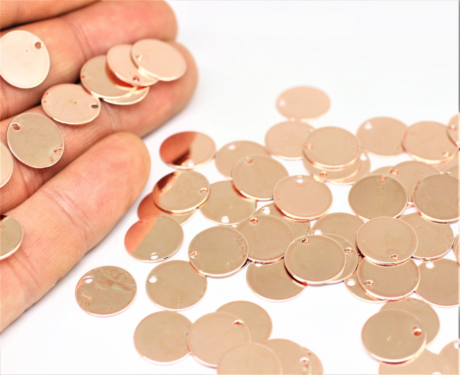 12 mm Rose Gold Plated Tiny Round Charms 12 mm One Hole | Etsy