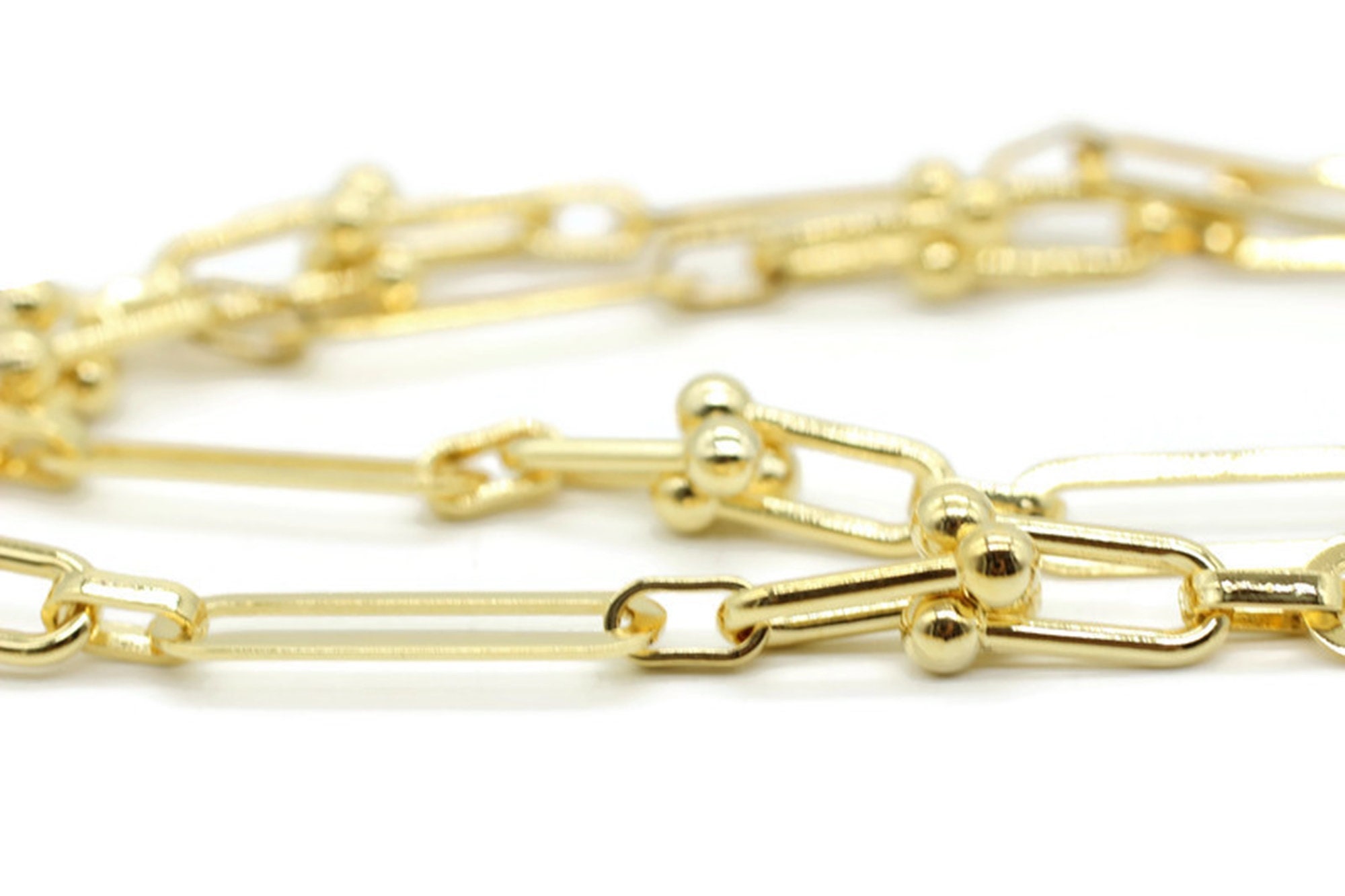 8x20mm Shiny Gold Plated U-shaped Chains Handmade Gold Oval - Etsy