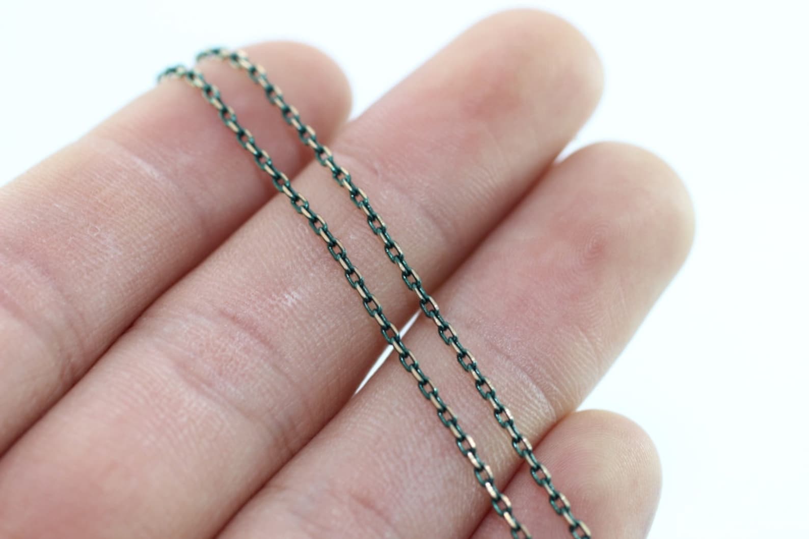 1.8x3 Mm Dark Green Chain Link, Brass Chains, Loose Chain, Gold Chain ...