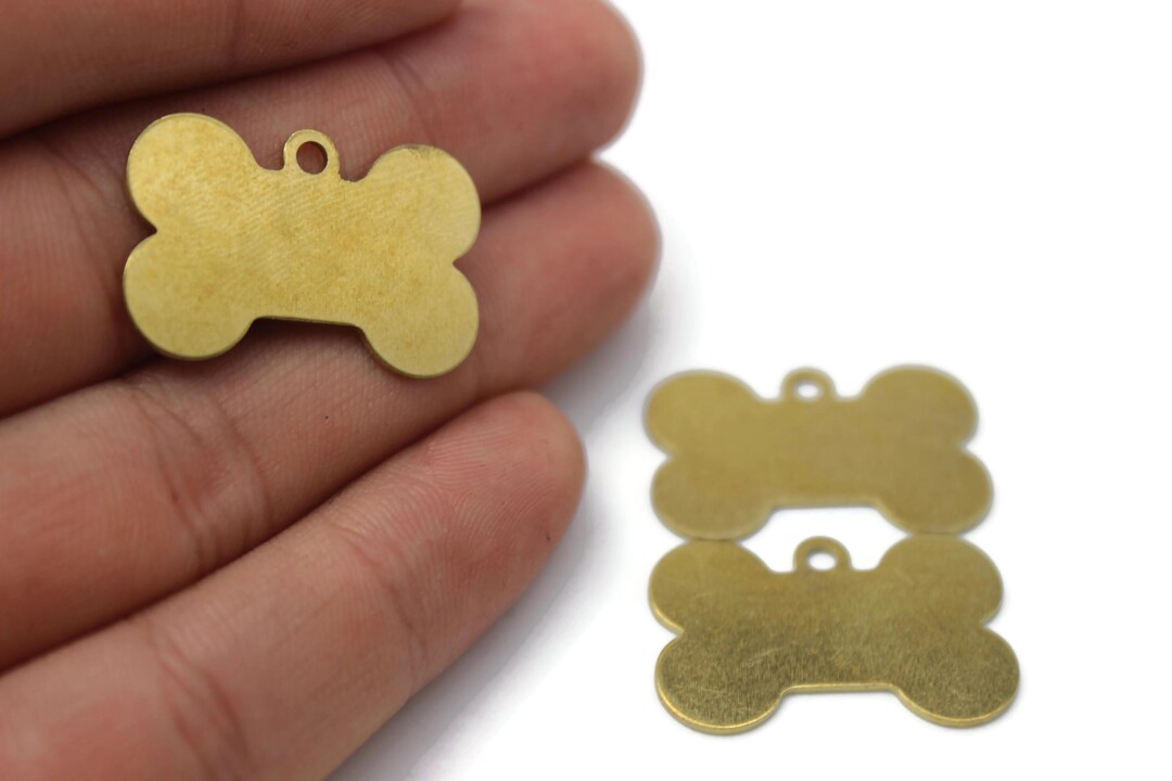 Blank Brass Dog Bone Tag Charms for Engraving Pet ID Tag Pendants Flat ...