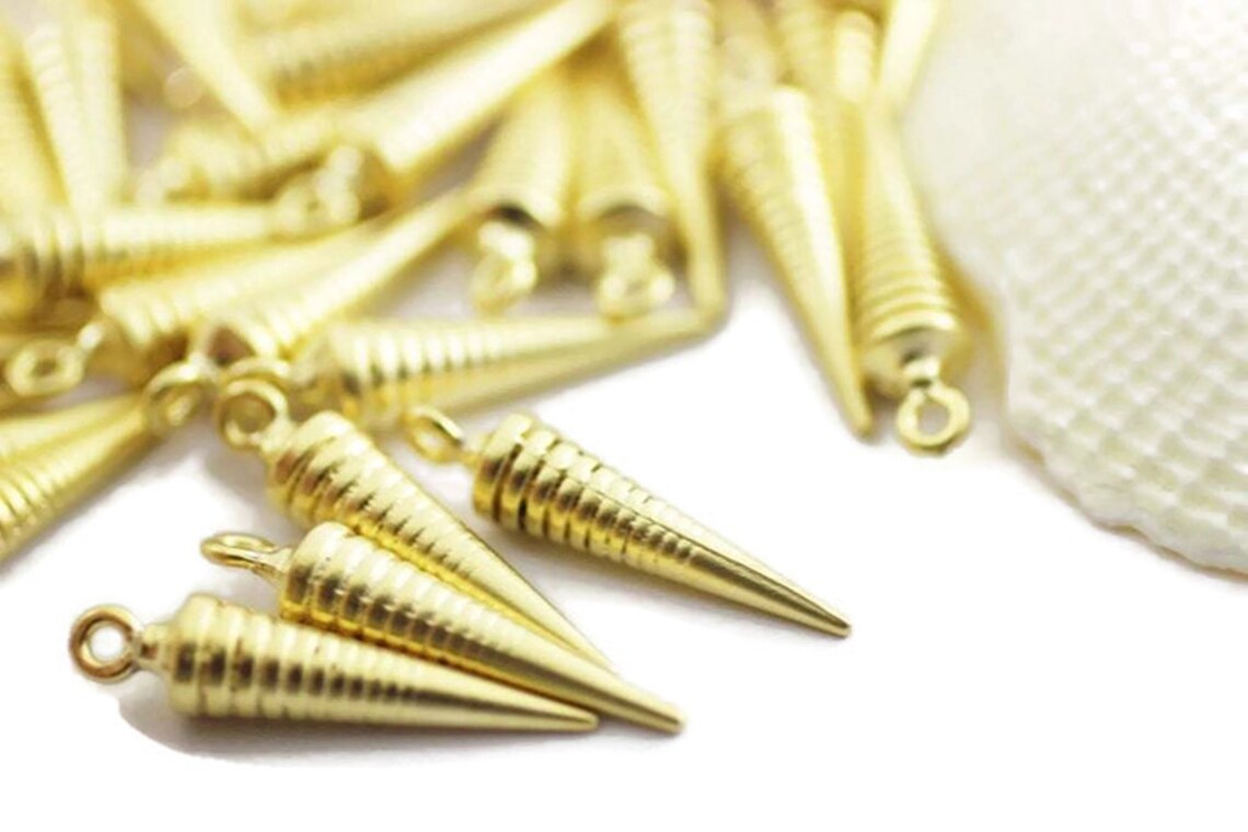 Matt Gold Plated Spike Charms 7 X 30 Mm Spike Pendants - Etsy