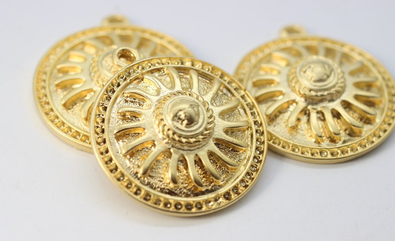 Matt Gold Coins 31x35 Mm Gold Pendant Medallion Pendant - Etsy