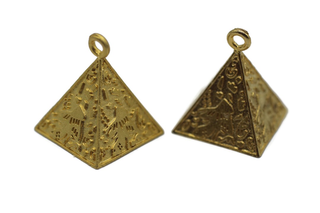 Gold Plated Pyramid Bead Cap, Gold Egypt Charm, Mystic Bead Caps ...