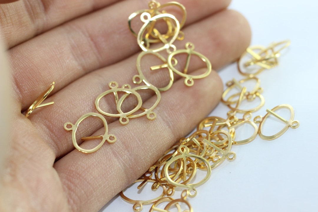 Gold Plated Bracelet Connectors, 14x15mm Circle Brass Findings ...