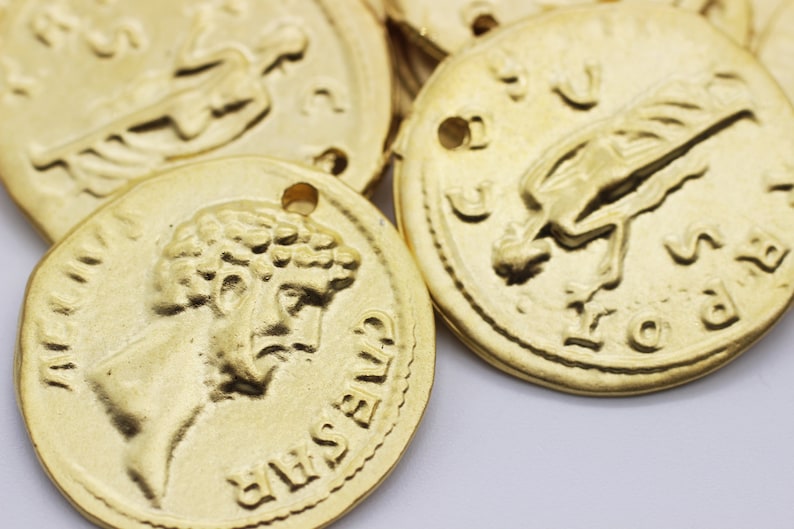 Roman Empire Emperor Ceasar Replica Coin, Matt Gold Coins, 27 Mm Gold ...