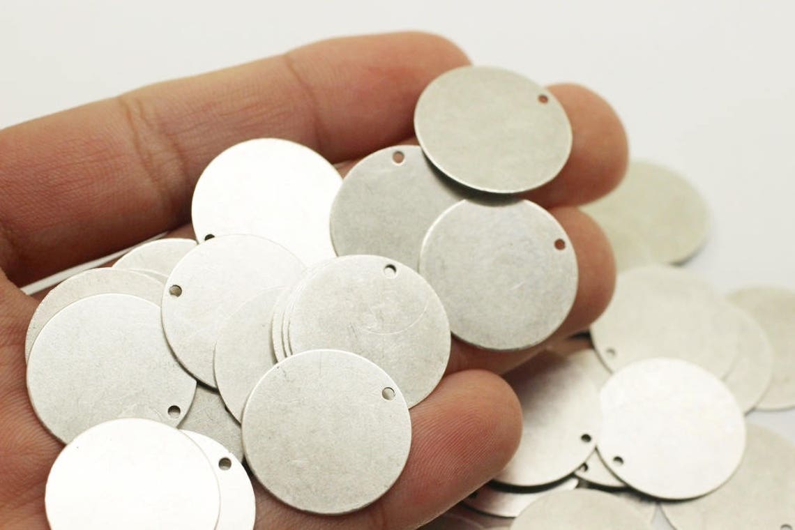 20 Mm Matt Silver Plated Coins Charm Round Stamping Discs - Etsy