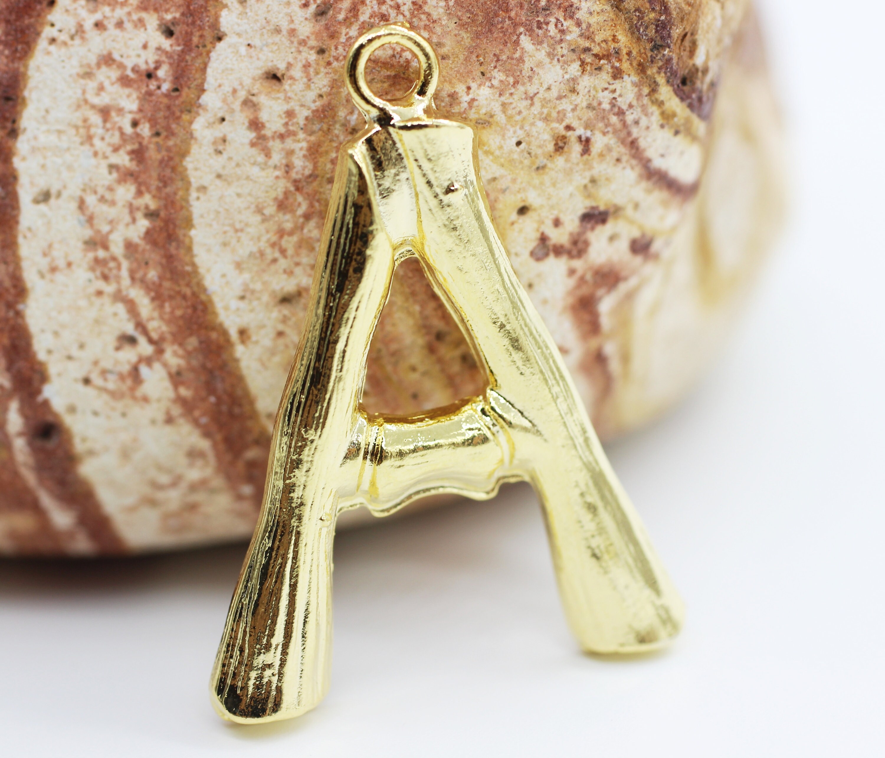 Letter A, Initial Alphabet Letter Pendant Necklace 24k Shiny Gold ...