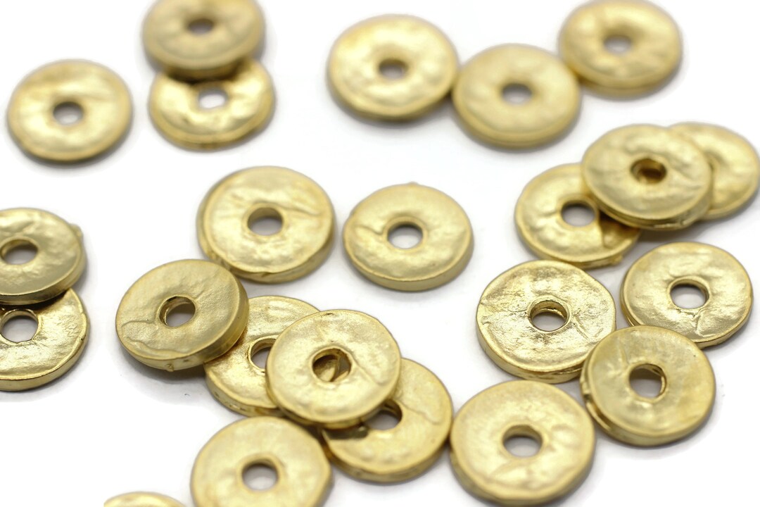 9.5 Mm Round Matt Gold Plated Disc, Bead Spacers, Circle Beads, Flat ...