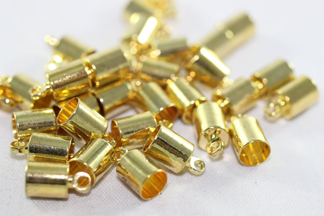 Gold Tone End Cap, Inner 5 Mm, Tiny Crimp End Beads, Cord End Cap, Tube ...