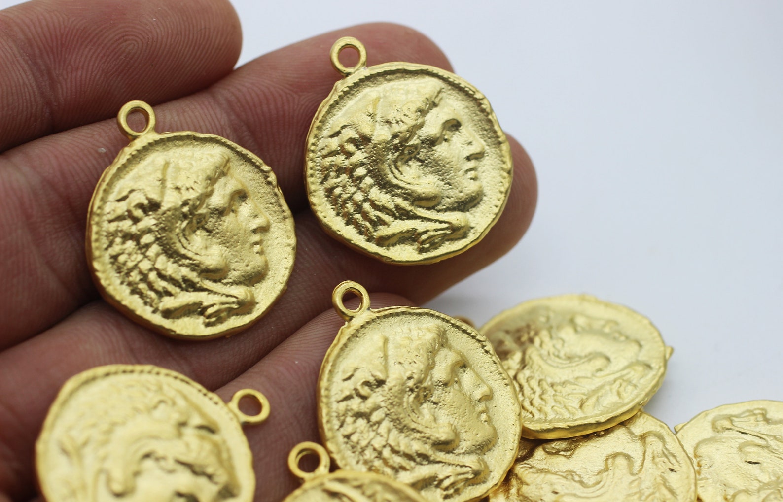 24K Matt Gold Heracles Coin Pendant 24x28 Mm Gold Pendant | Etsy