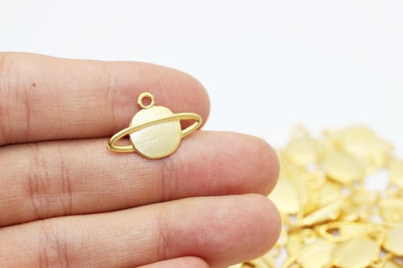 22K Matt Gold Plated Saturn Charms 14x21mm Space Charms | Etsy