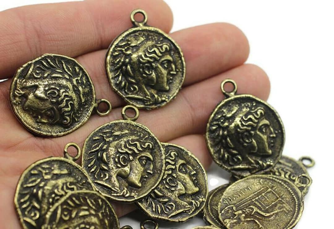Bronze Coin Charms, 25x32mm Athens Pendant, Double Side Charms, Roman ...