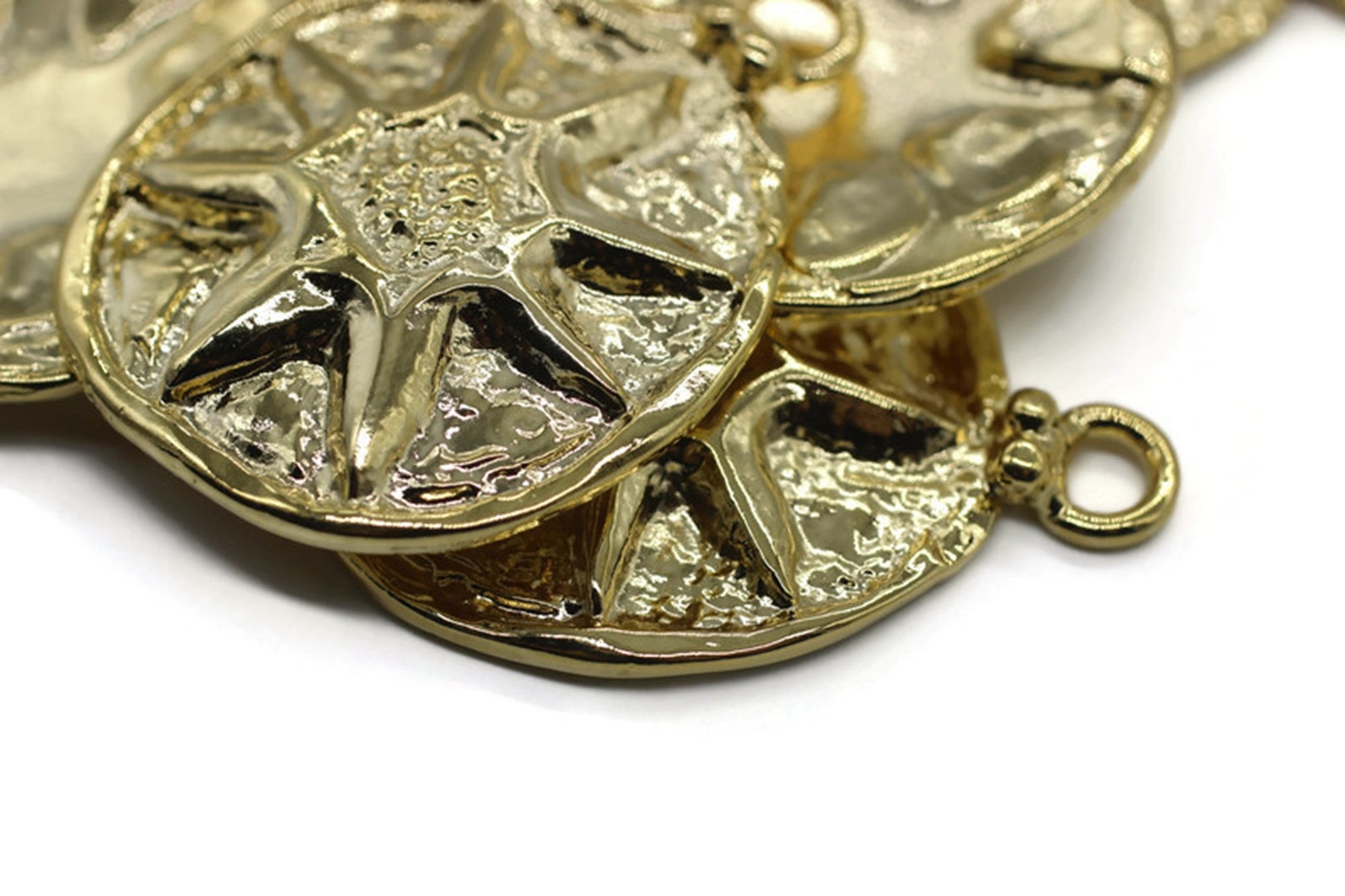 24K Shiny Gold Plated Sun Coins 37x48 Mm Gold Pendant Sun | Etsy