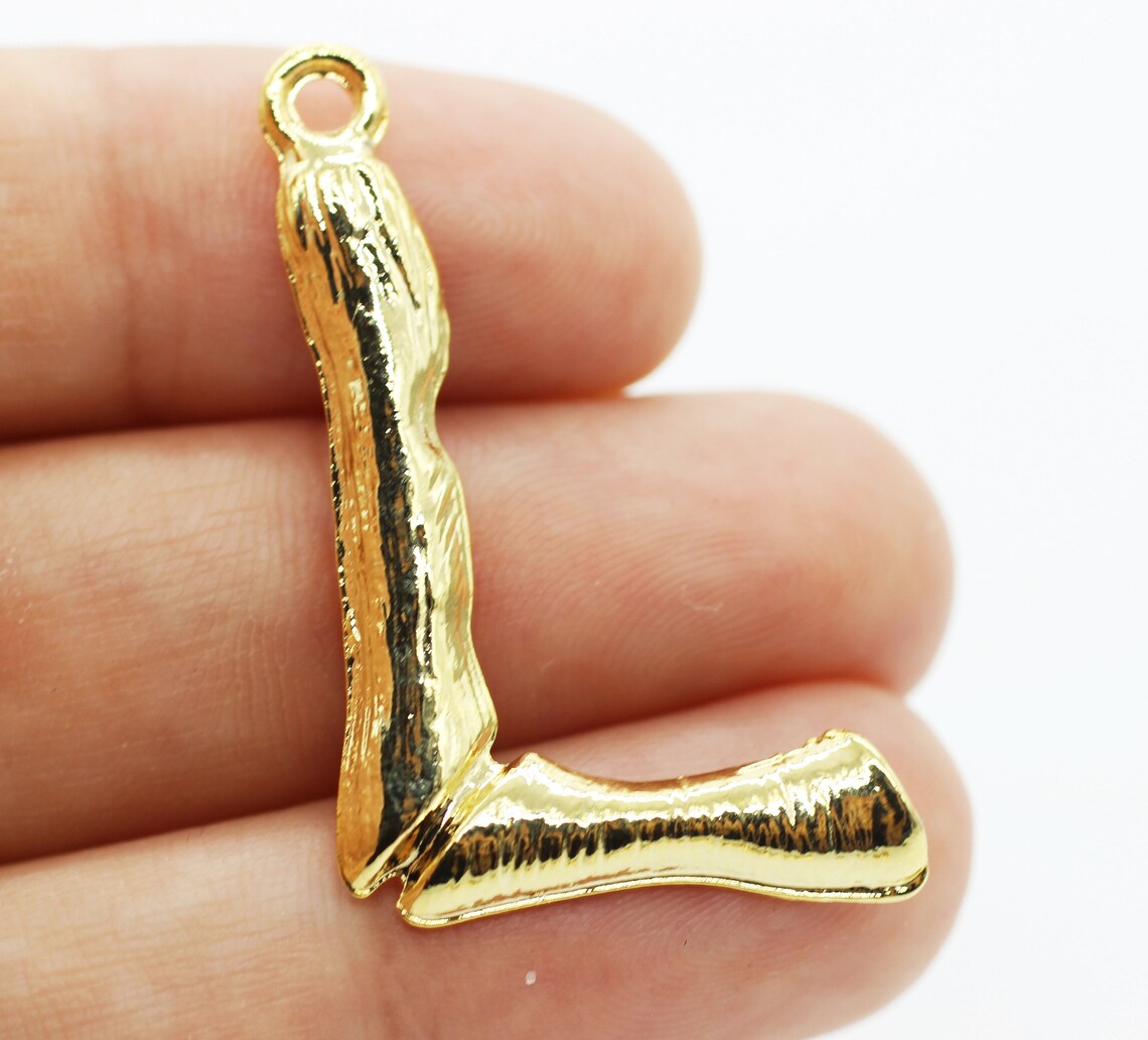 Letter L, Initial Alphabet Letter Pendant Necklace in 24k Shiny Gold ...