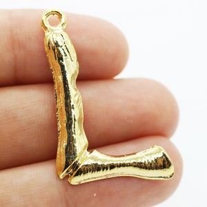 Letter L, Initial Alphabet Letter Pendant Necklace in 24k Shiny Gold ...