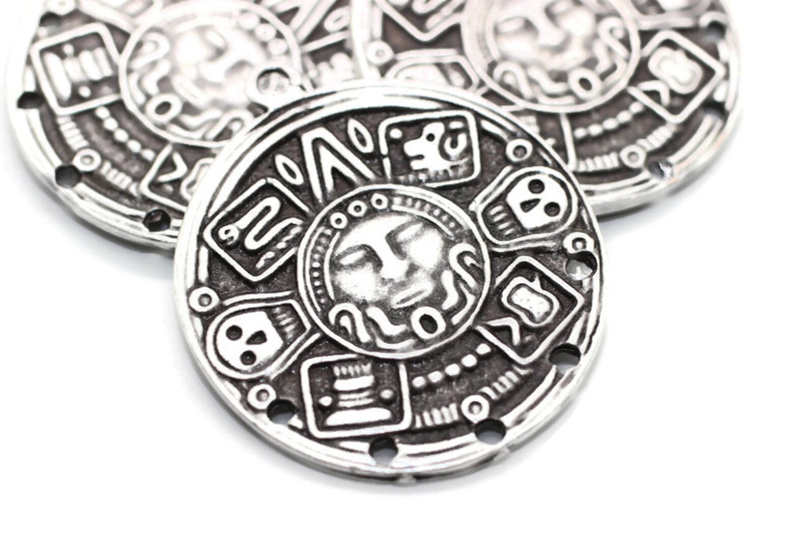Ancient Aztec Coins Matt silver Coins coin pendant double | Etsy