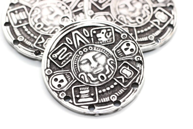 Ancient Aztec Coins Matt silver Coins coin pendant double | Etsy