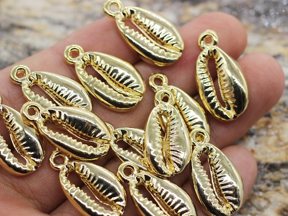 Shiny Gold Plated Oyster 13x25mm Shell Pendant Shell | Etsy