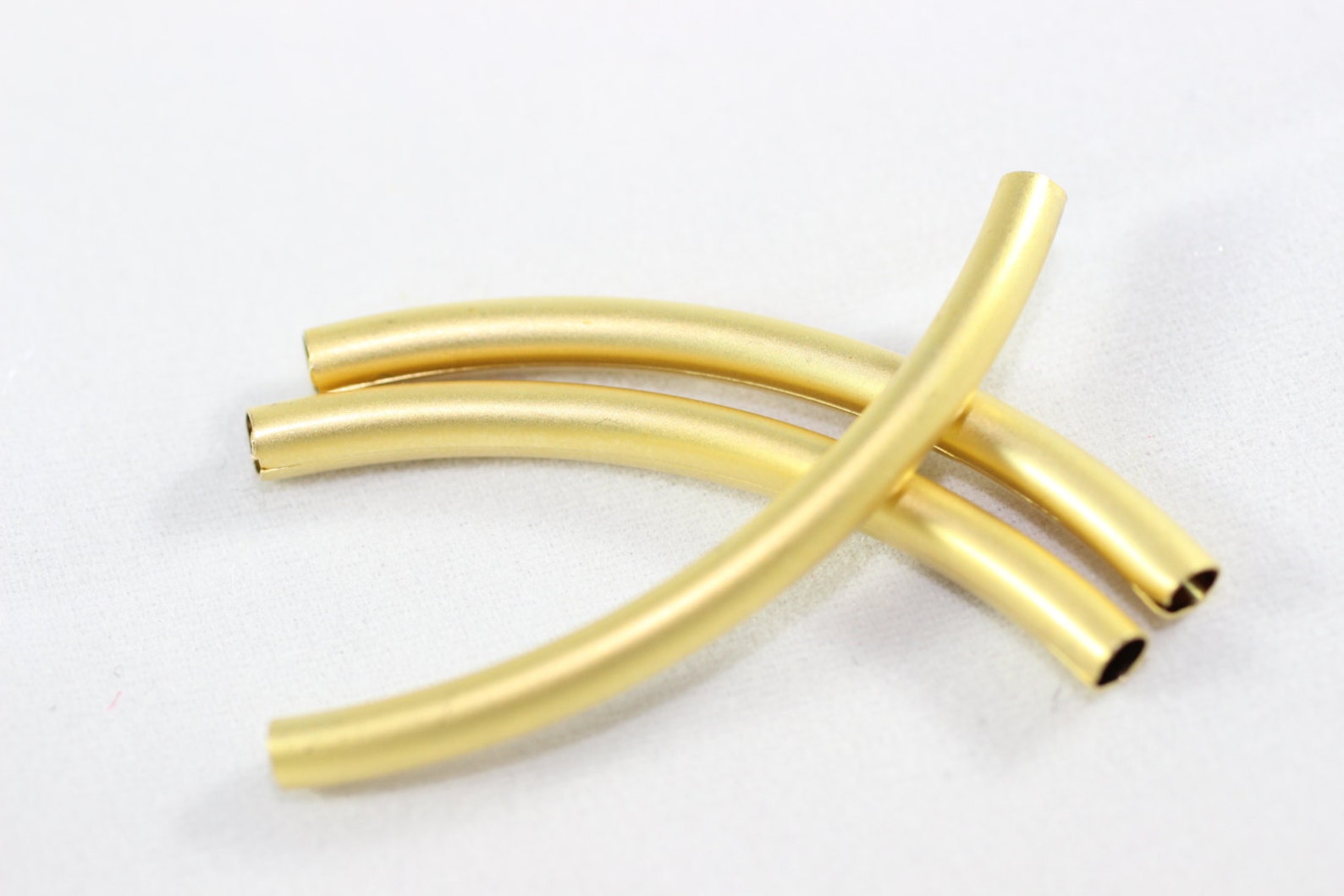 Premium Matte Gold Plated Curved Tubes, 4x42 Mm Curved Gold Tube Beads ...
