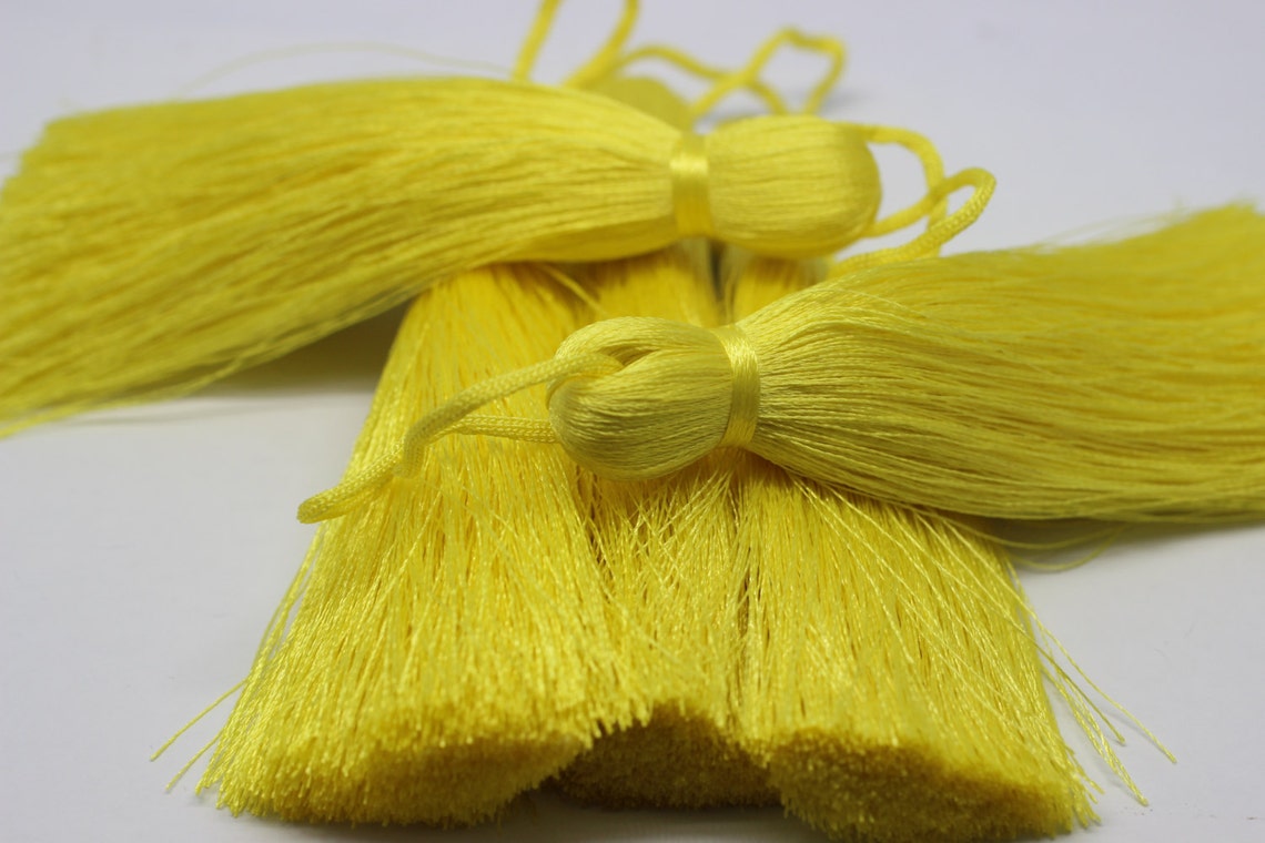 110 Mm Yellow Extra Large Tassels, Silky Tassels, Tassel Pendants ...