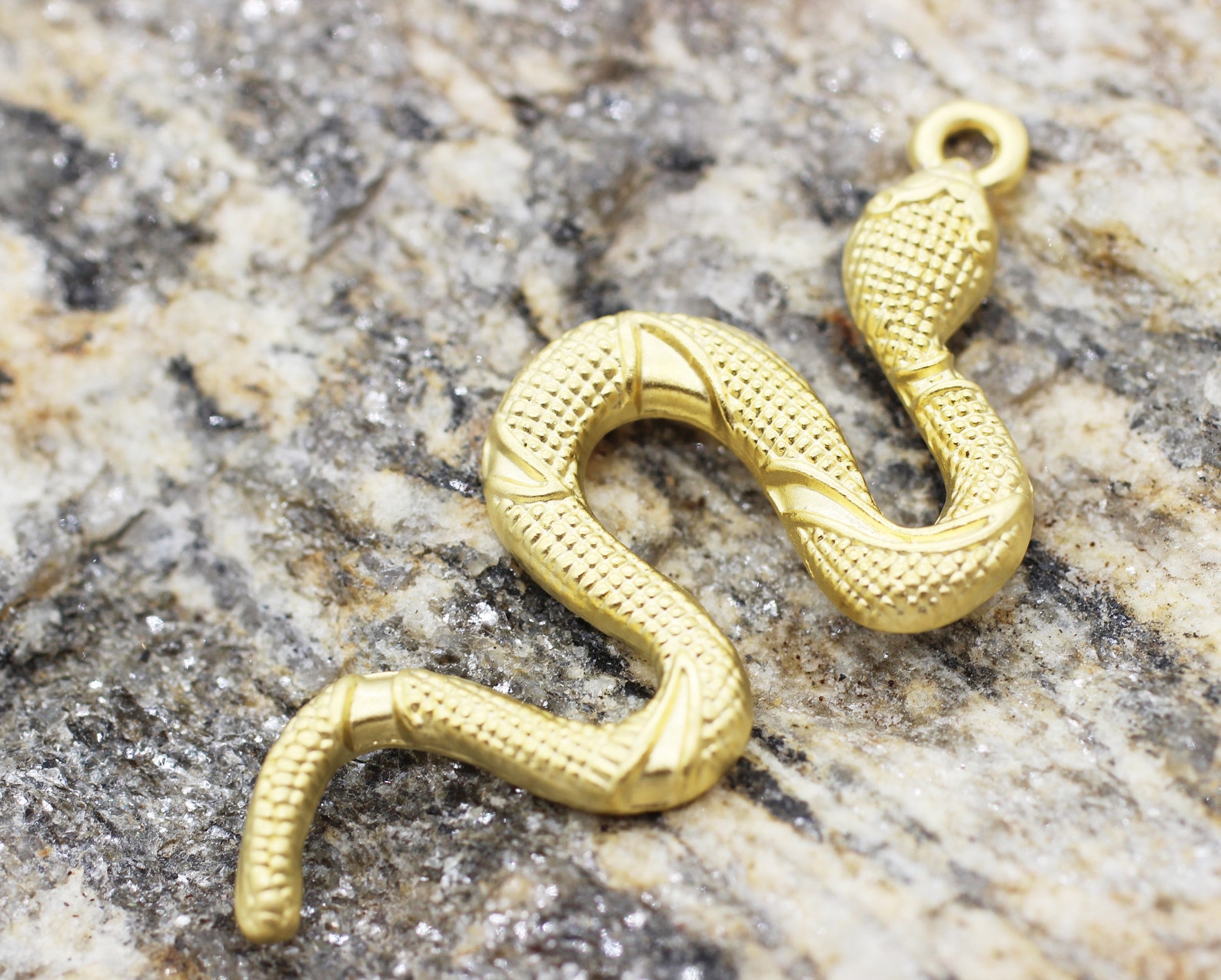 Matt Gold Snake Charms, 24x52 Mm Snake Pendant, Earring Charms, Cobra ...
