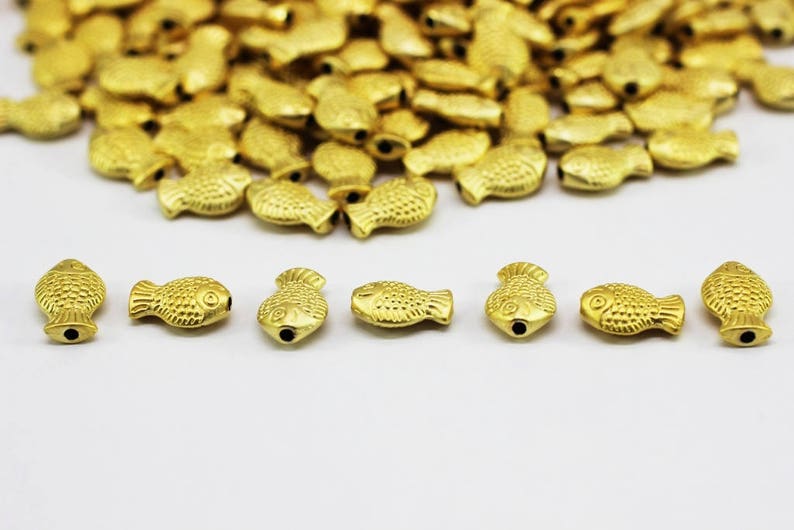 24k Matt Gold Plated Fish Beads 6x9mm 3D Bead Charms Fish - Etsy