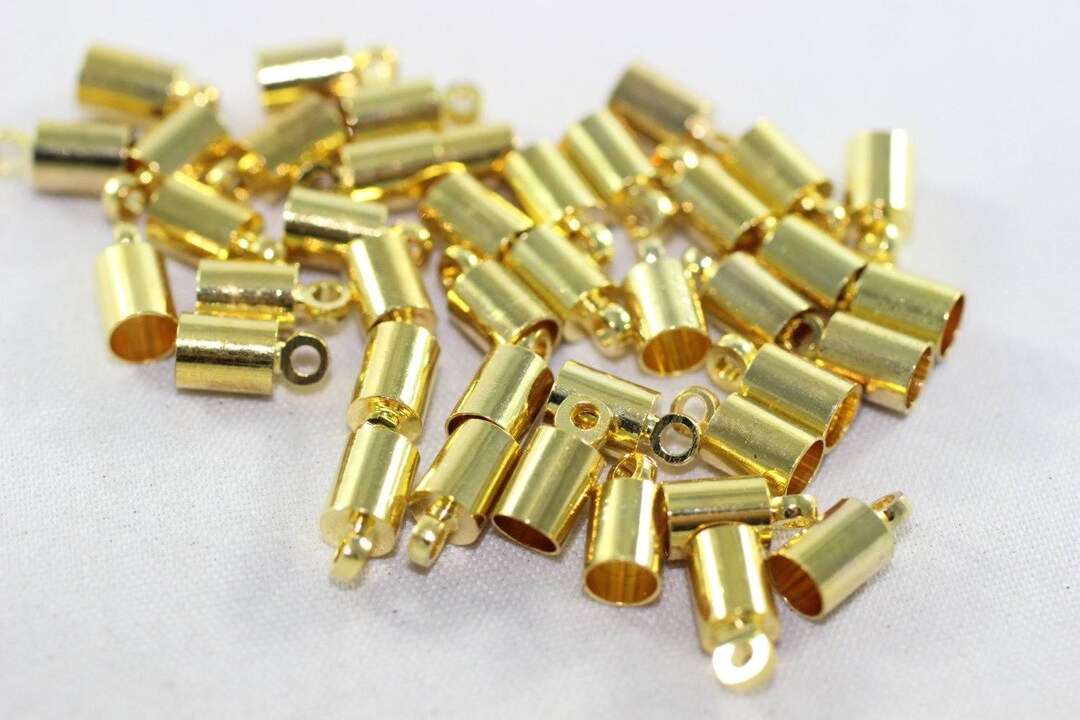 Gold Tone End Cap, Inner 4 Mm, Tiny End Caps, Cord End Cap, Tube End ...