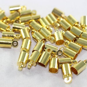Gold Tone End Cap, Inner 4 Mm, Tiny End Caps, Cord End Cap, Tube End ...