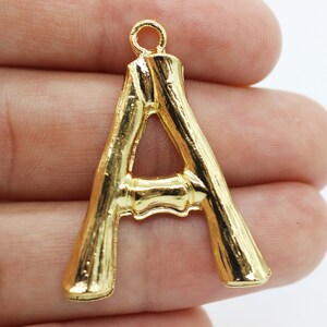 Letter A, Initial Alphabet Letter Pendant Necklace 24k Shiny Gold ...
