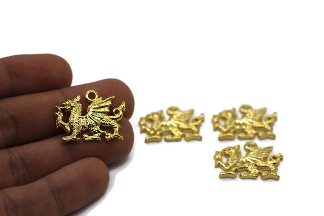 Shiny Gold Plated Welsh Dragon | Personalized Gift | Dainty Gold ...