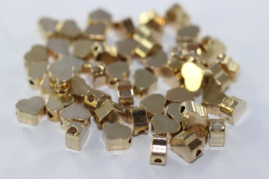 25 Pcs Raw Brass Tiny Heart Beads, 6mm Heart Beads and Spacer, Pacer ...