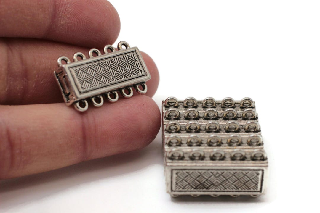 Antique Silver 5 Strand Multi Clasps, Multi Strand Necklace Clasps ...