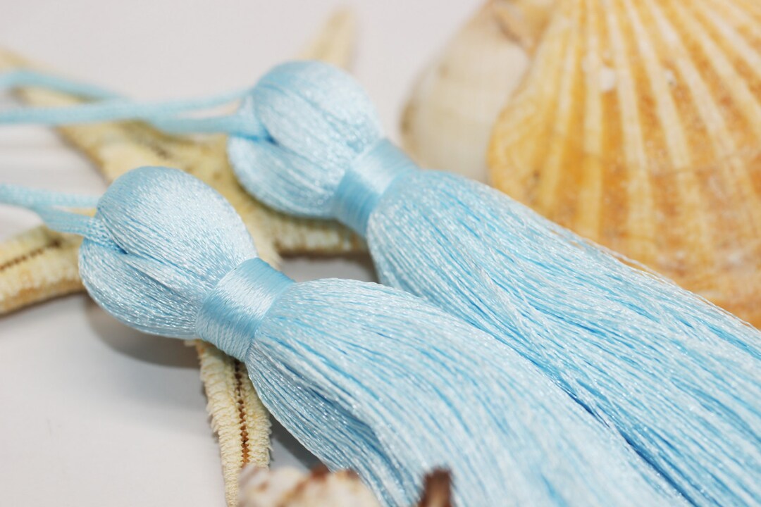 Baby Blue Extra Large Silky Tassel, 110 Mm Large Tassels, Mala Necklace ...