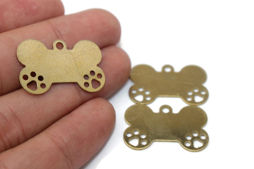 Blank Brass Dog Bone Tag Charms for Engraving Pet ID Tag Pendants Flat ...