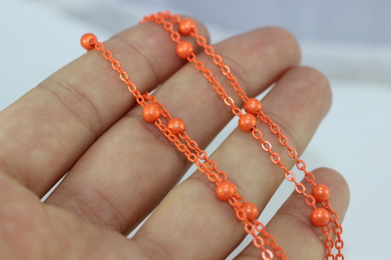Brass Chains 15x2mm Orange Ball Chain Enamel Chains Bulk - Etsy