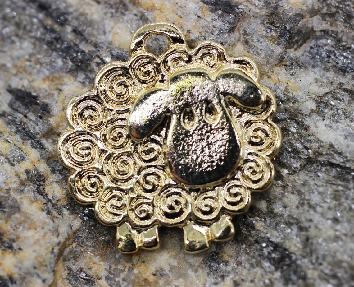 Shiny Gold Sheep Charms, 28x29 Mm Sheep Pendant, Earring Charms, Farm ...
