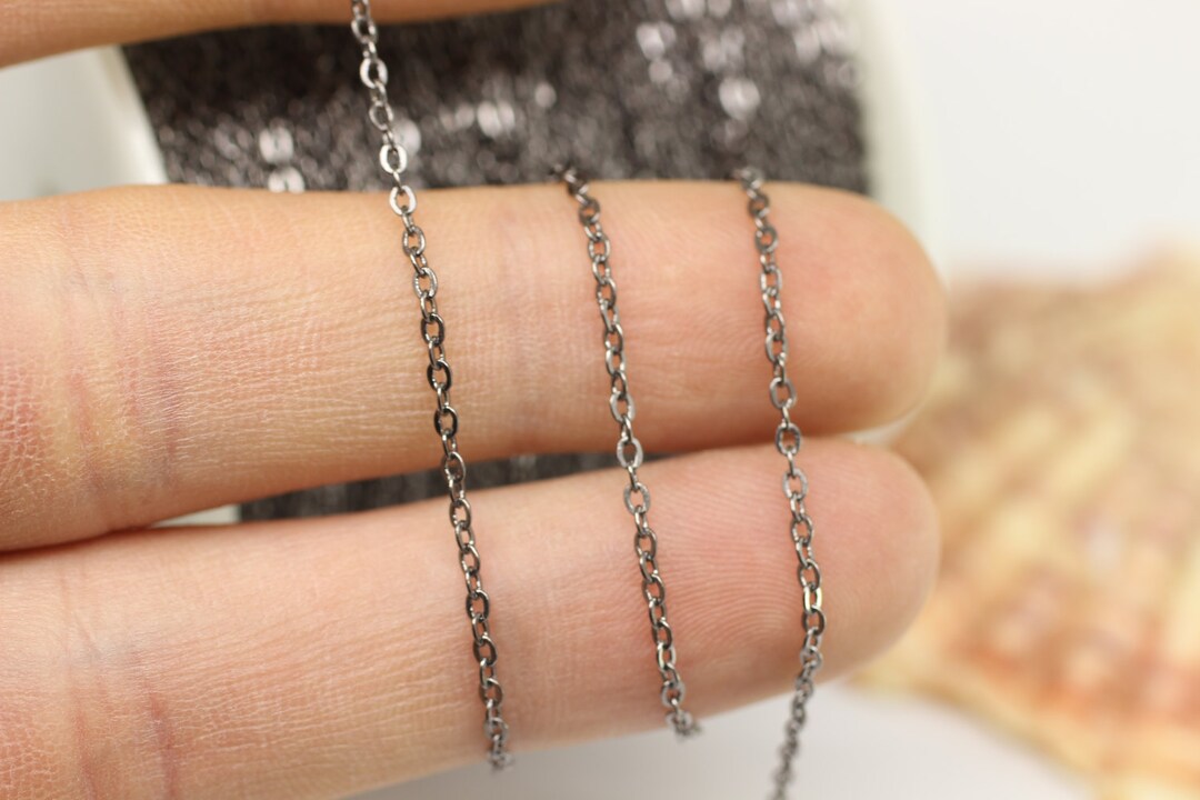Gunmetal Color 1.5x1.5 Mm Tiny Metal Chains, Metallic Rolo Chains ...