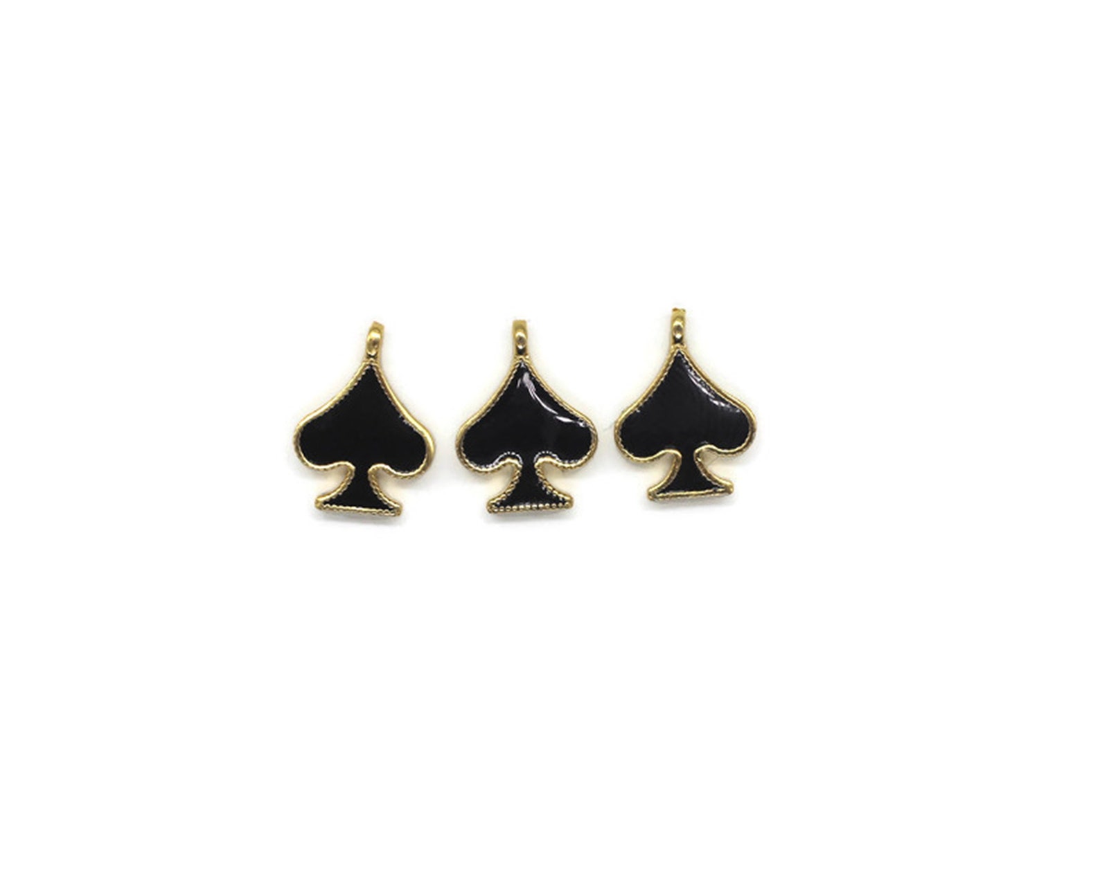 Gold Plated Spade Charm Personalized Gift Black Enameled - Etsy