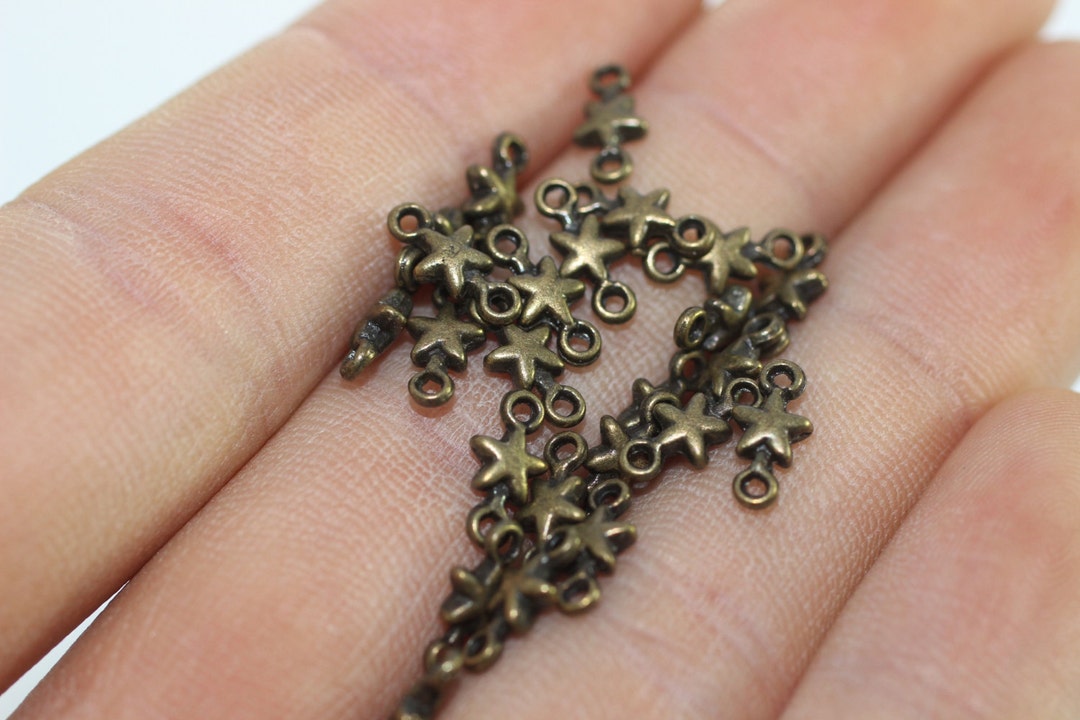 Tiny Star Connector Charm - 10 Mm Antique Bronze Tiny Star Pendant ...