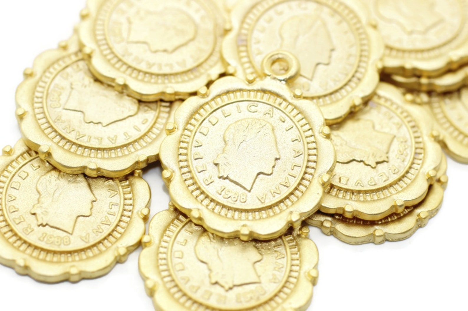 24 K Matt Gold Plated Coins 24x29 Mm Gold Pendant Italian - Etsy