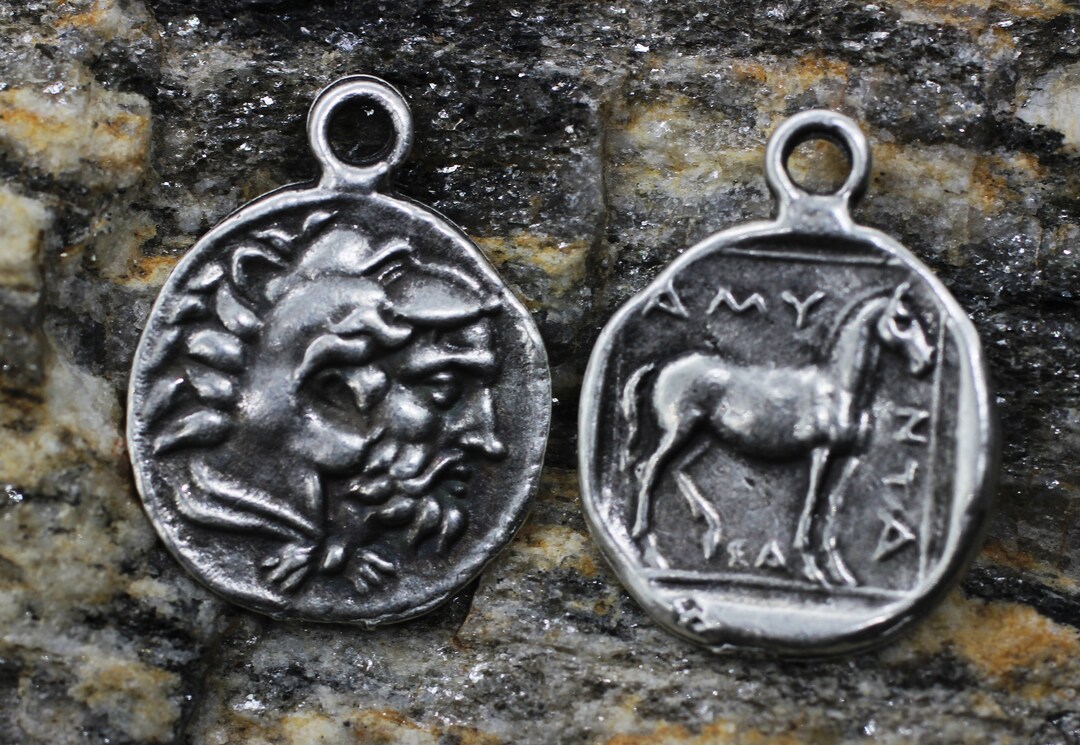 Matt Silver Plated Coin Charms, 20x26 Mm Silver Pendant, Double Side ...
