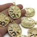 1 Pc 24K Shiny Gold Plated Sun Coins, 37x48 Mm Gold Pendant, Sun ...