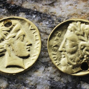 Matt Gold Plated Coins, 18 Mm Gold Pendant, Double Side Charms, Ancient ...