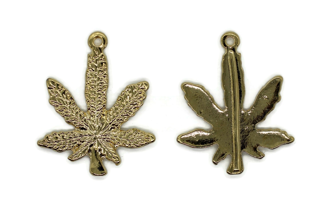 Shiny Gold Plated Marijuana Leaf Charms Weed Leaf Cannabis - Etsy