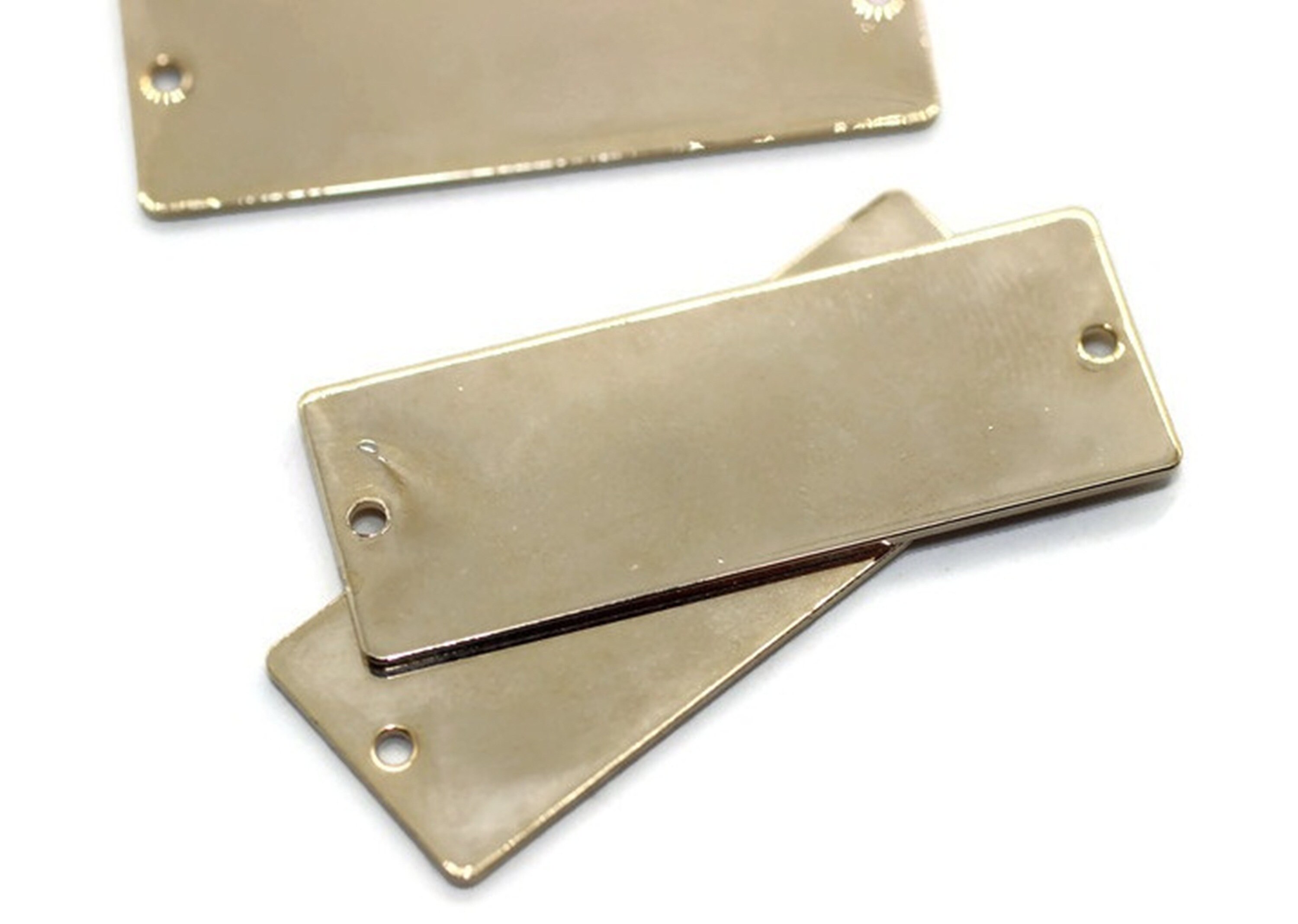 24 K Shiny Gold Plated 15x40mm Rectangle Blanks, Rectangle Charms ...