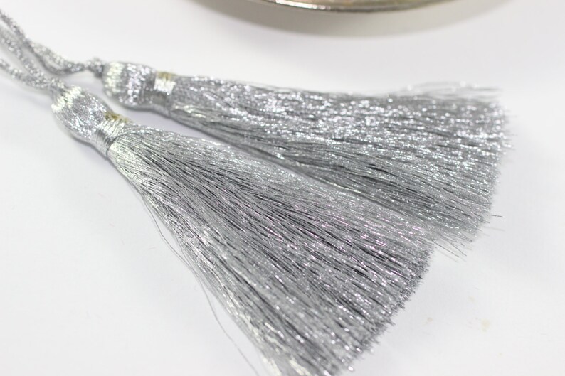 2/10/50 Pcs Silver Silky Lux Tassels - 72 Mm Long Thick Tassels - for ...