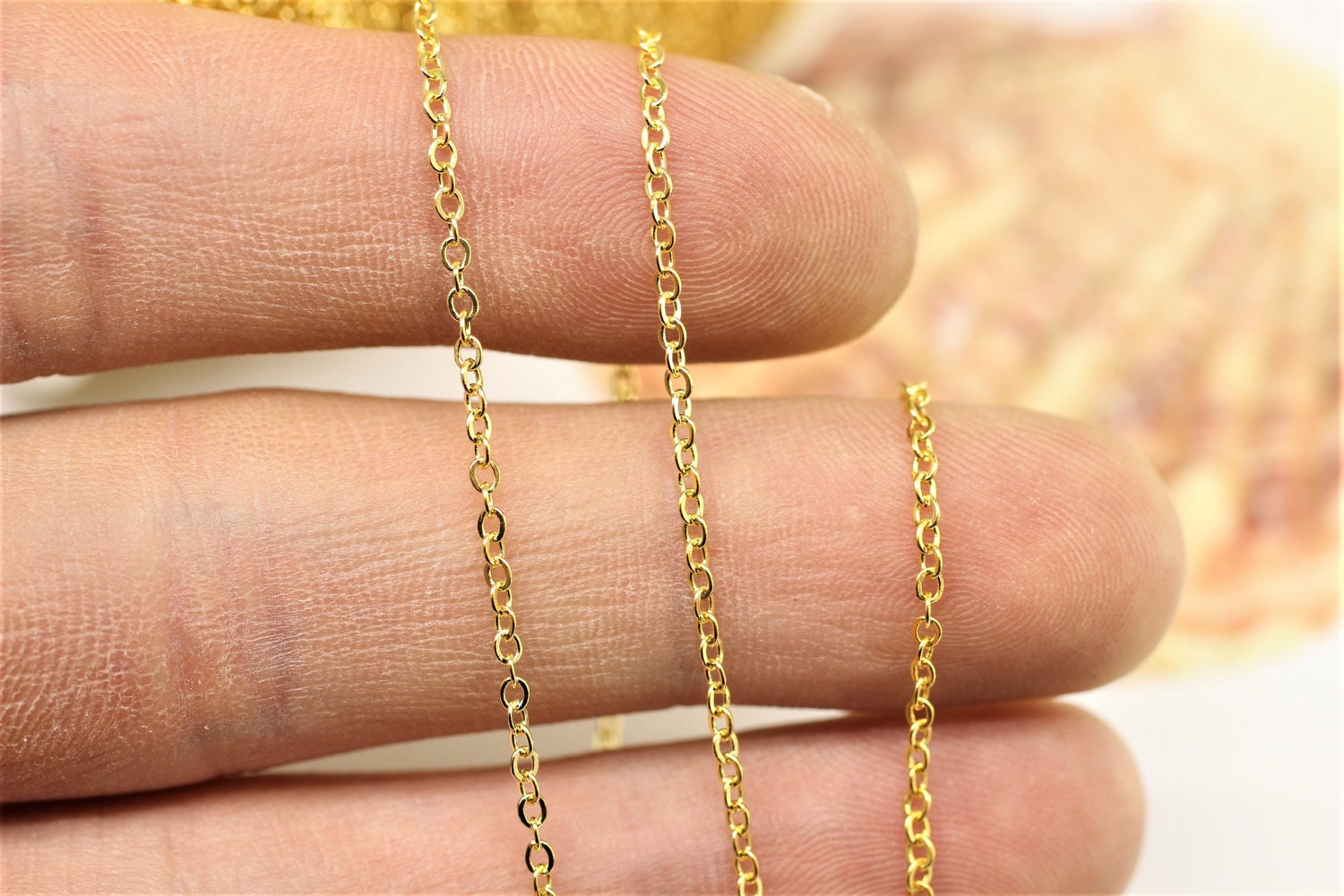 Gold Color 1.5x1.5 Mm Tiny Metal Chains, Gold Rolo Chains, Enameled ...