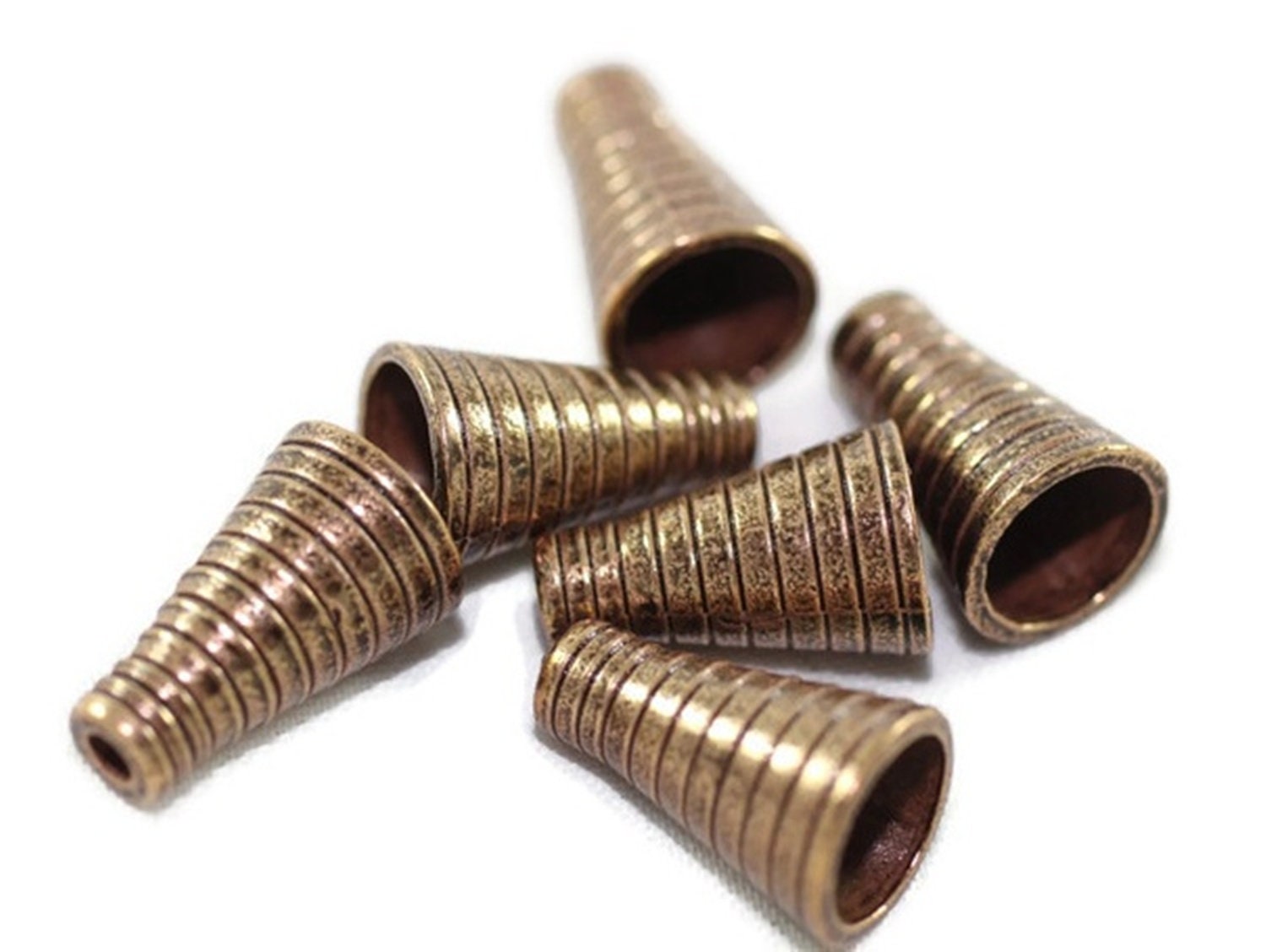 Antique Copper Cone Caps 10x16 mm Long End Caps 8mm Inner | Etsy