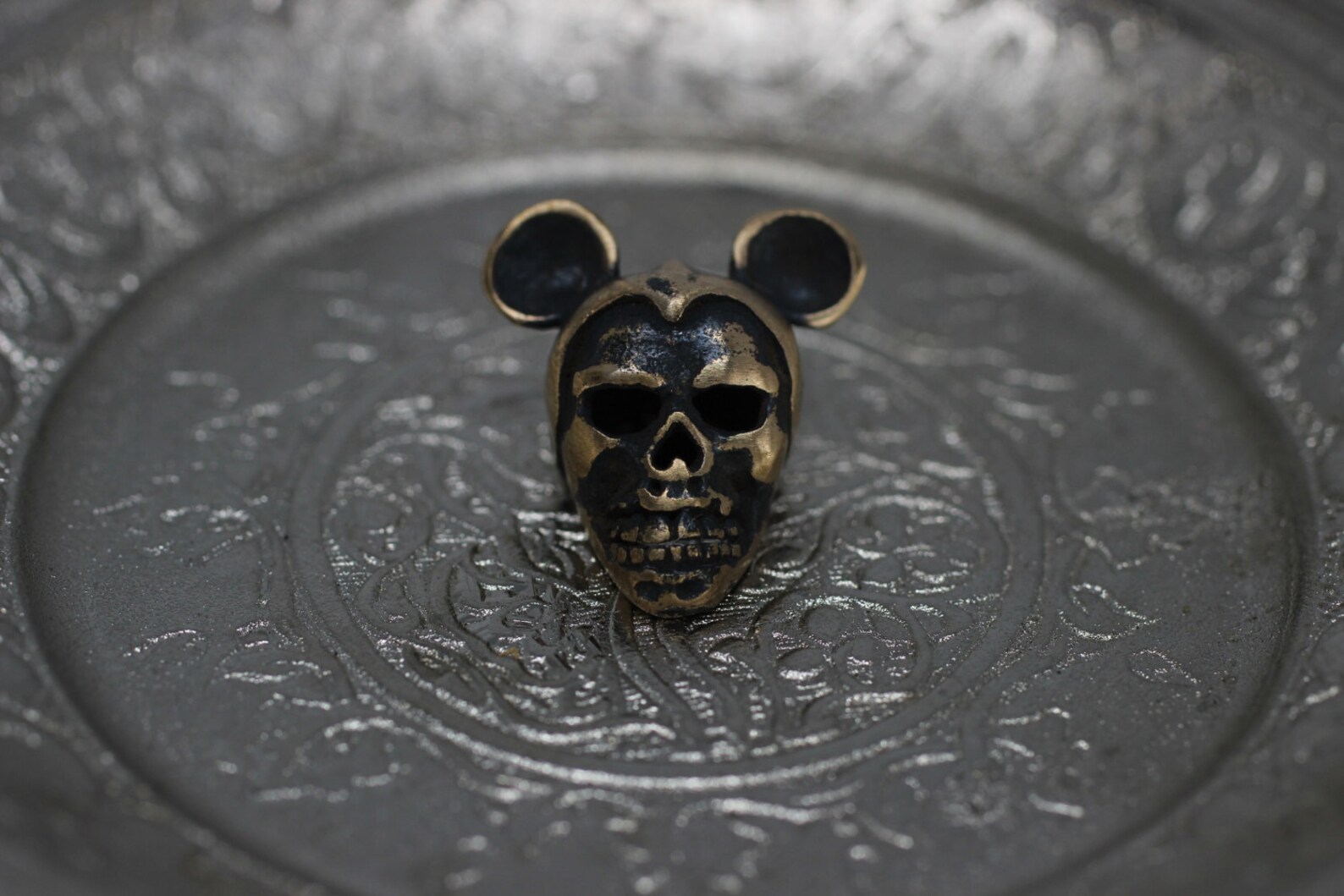 1 Pc Solid Bronze Mickey Mouse Skull Beads, 16 X 18 Mm Skull Beads With ...