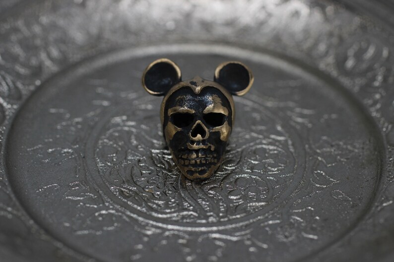 1 Pc Solid Bronze Mickey Mouse Skull Beads, 16 X 18 Mm Skull Beads With ...